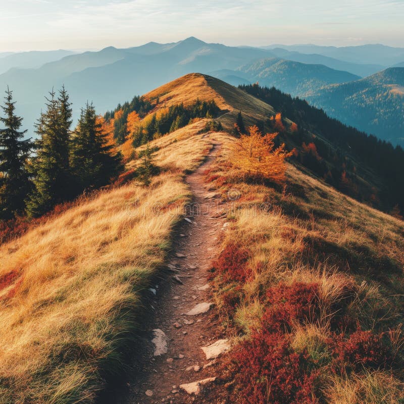 A Winding Dirt Path on a Mountain Ridge in the Fall Stock Image - Image ...