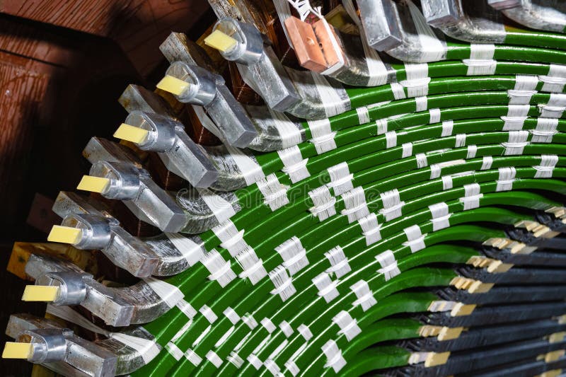 Winding of Electric Engine Stator with Copper Bus Bars Stock Image ...