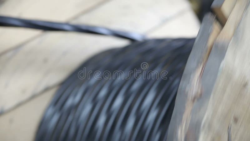 Winding the Cable Onto the Reel Stock Video - Video of cable ...