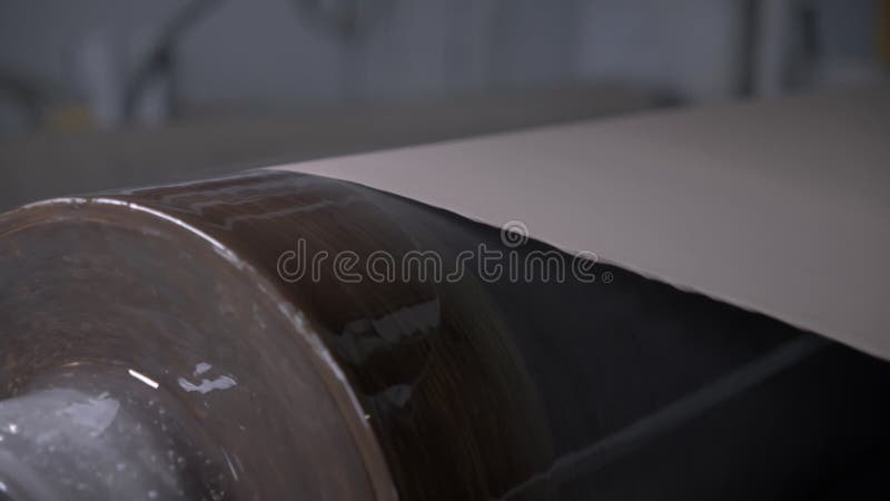 Winding of Finished Cardboard Products into Roll in Workshop Stock ...