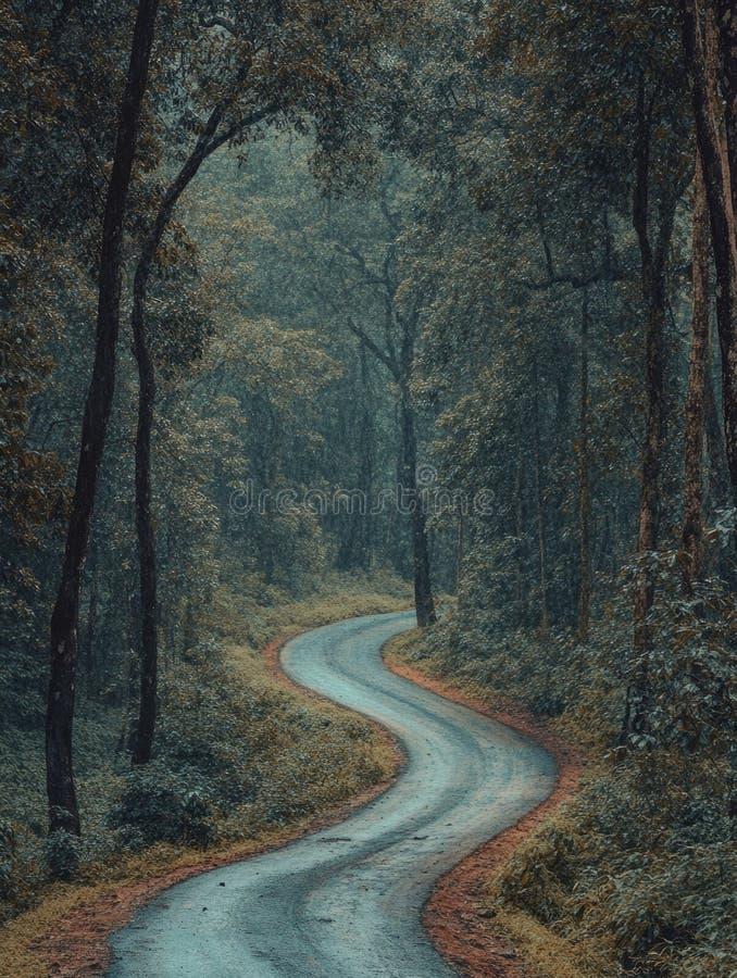 Winding Forest Path stock image. Image of curve, narrow - 372370999