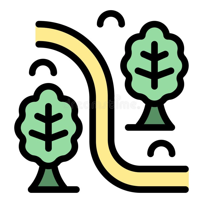 Winding Forest Path Leading through Trees Icon Stock Vector ...