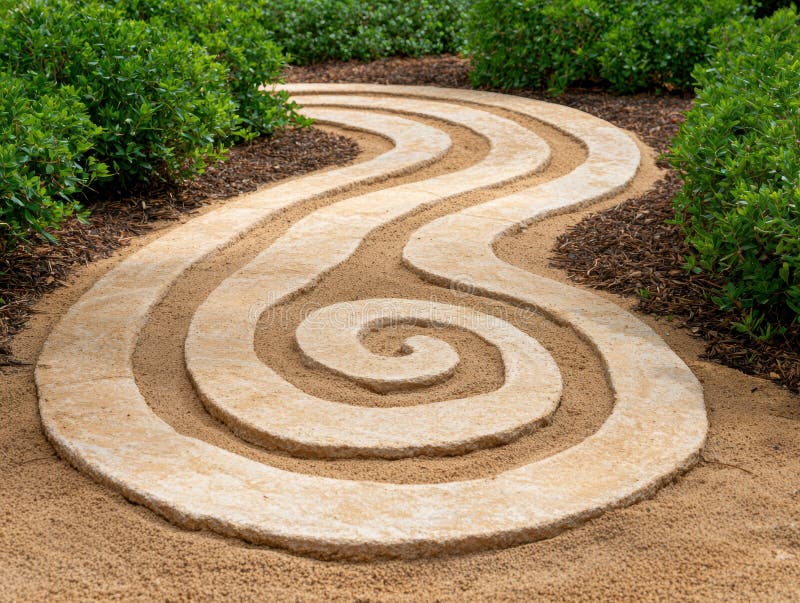 Winding Garden Path with Spiral Design Stock Illustration ...