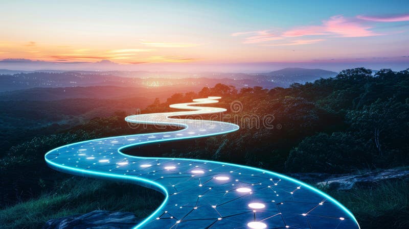 A Winding, Glowing Path through Nature at Sunset a Journey To ...