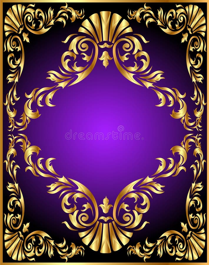Purple Frame with Gold Sari Inspired Filigree Stock Vector ...