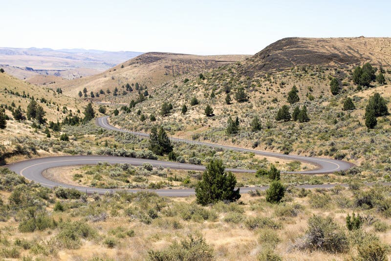 Winding Highway in Oregon High Desert Farmland Stock Image - Image of ...