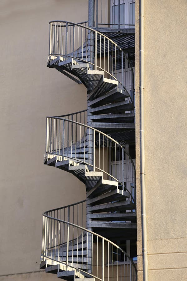 Winding Metallic Staircase on the Building Stock Image - Image of ...