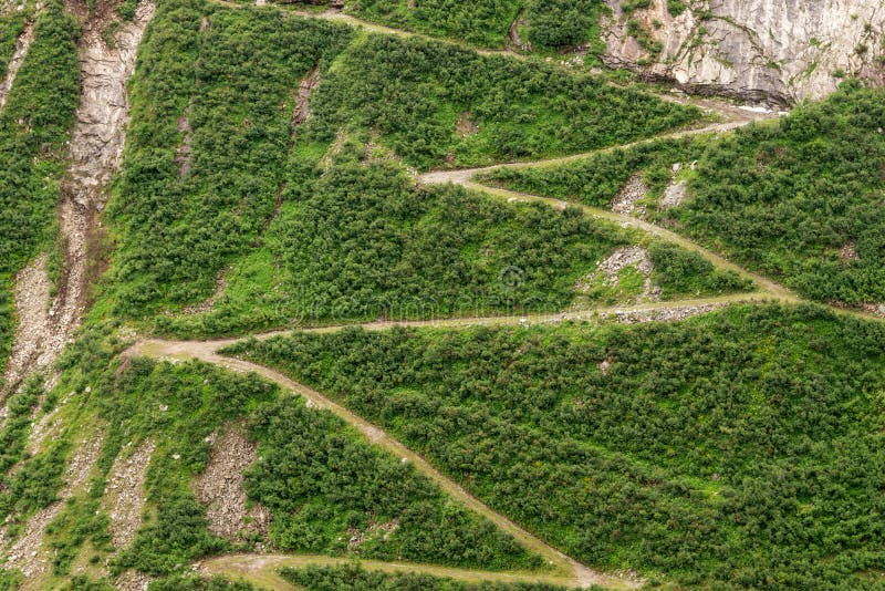 Winding Mountain Path Top View. Walking Path for the Descent Stock ...