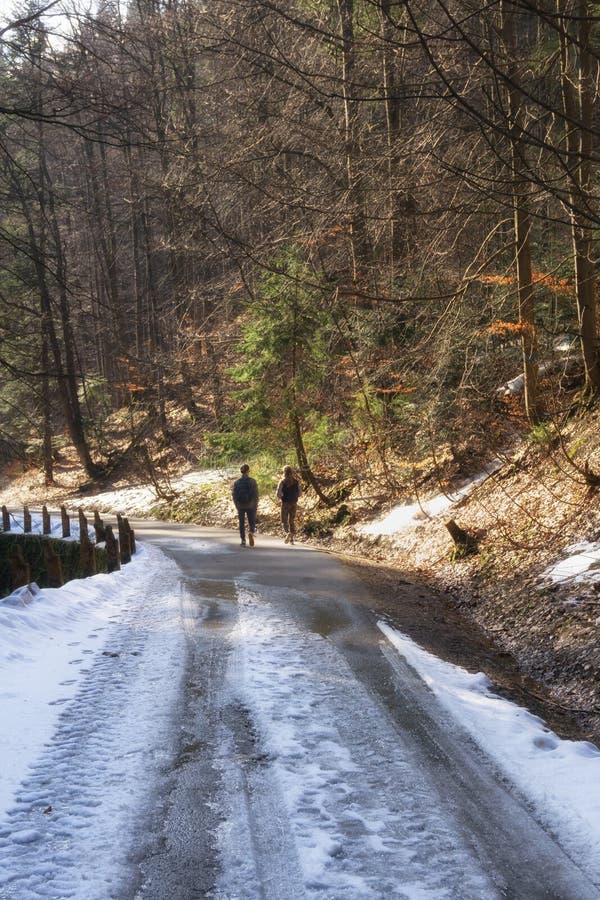 A Winding Mountain Road Above the Stream Stock Image - Image of hiker ...