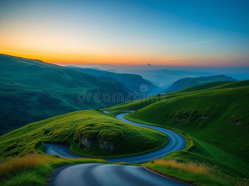 Winding Mountain Road with Stunning Valley View Stock Photo - Image of ...
