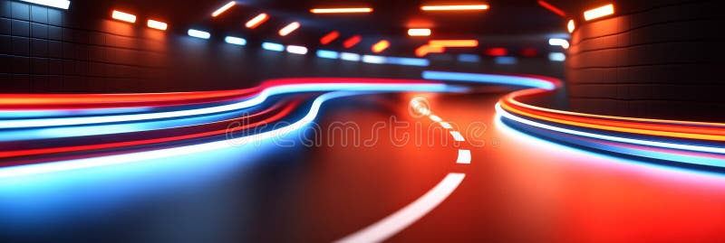 Winding Neon Trail, Futuristic Background, Abstract Illuminated Path ...