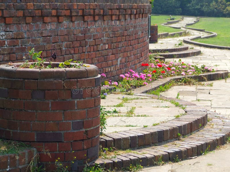 Winding path. stock image. Image of summer, bricks, grass - 936401