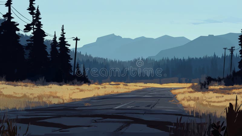 A Winding Path through Beautiful Natural Scenery of Trees and Peaks ...