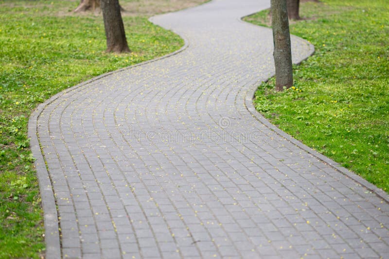 Winding Path in the City Park in the Spring Stock Image - Image of ...