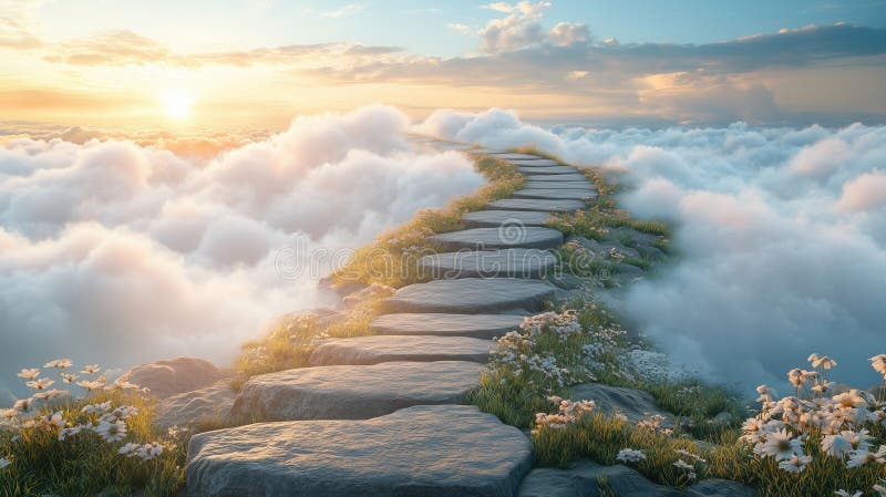 Winding Path through Clouds Leads To a Soft Stock Image - Image of path ...