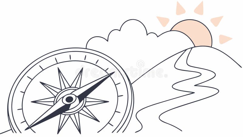Winding Path with Compass, Journey and Direction, Exploration, Vector ...