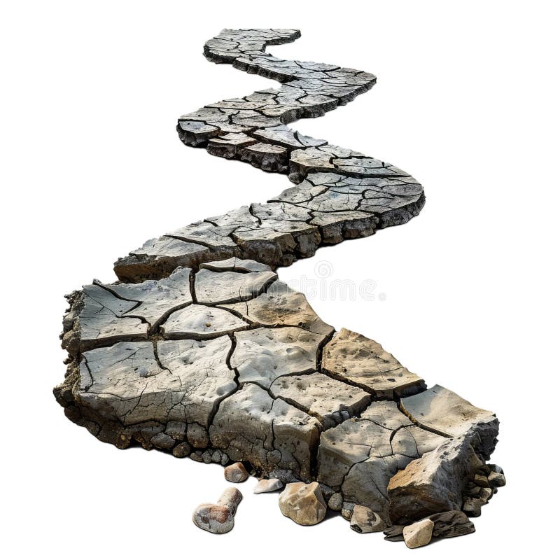Winding Path of Cracked Earth Symbolizing Drought and Climate Change ...