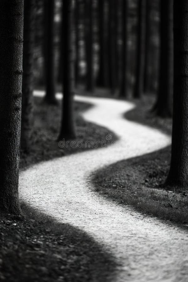 A Winding Path Cuts through a Dense Forest, Surrounded by Towering ...