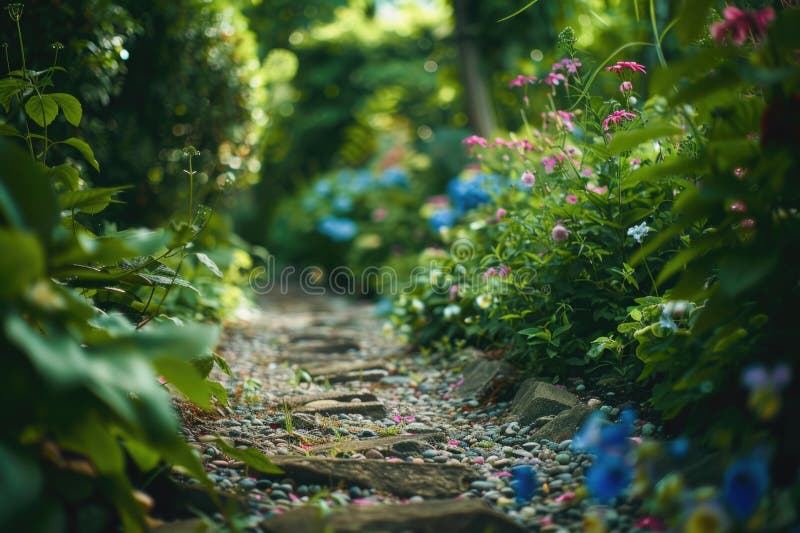 A Winding Path through Dense Foliage, Suitable for Use in Outdoor or ...