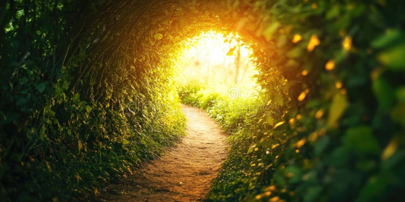 Forest Tunnel Path stock photo. Image of fauna, woods - 373168816