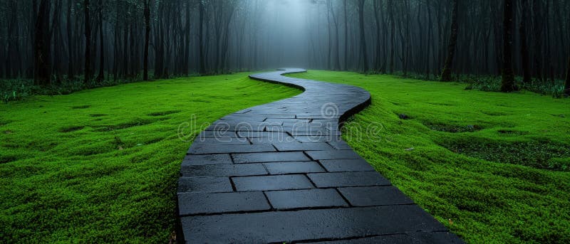 A Winding Path through a Forest of Tall Trees. Stock Photo - Image of ...