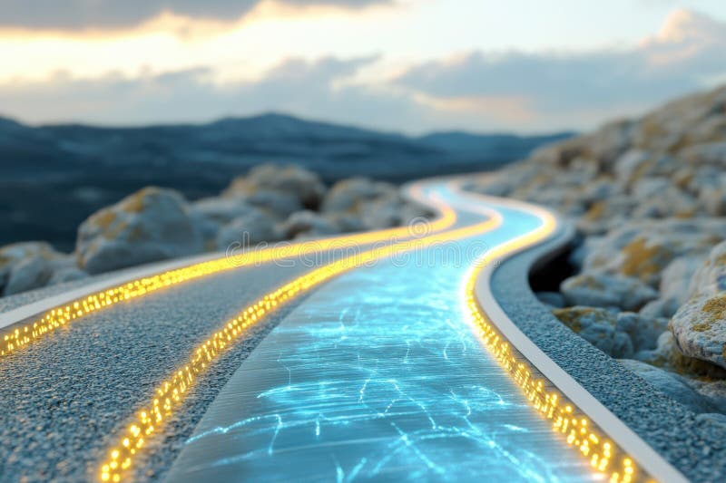 Creative Path Design Featuring Glowing Lines and Water Effect in a ...