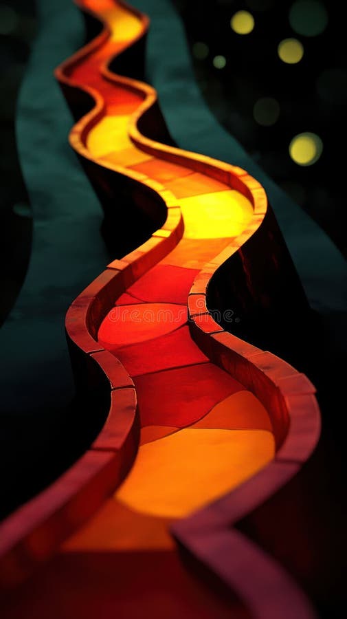 A Winding Path Illuminated in Vibrant Colors, Suggesting Movement and ...