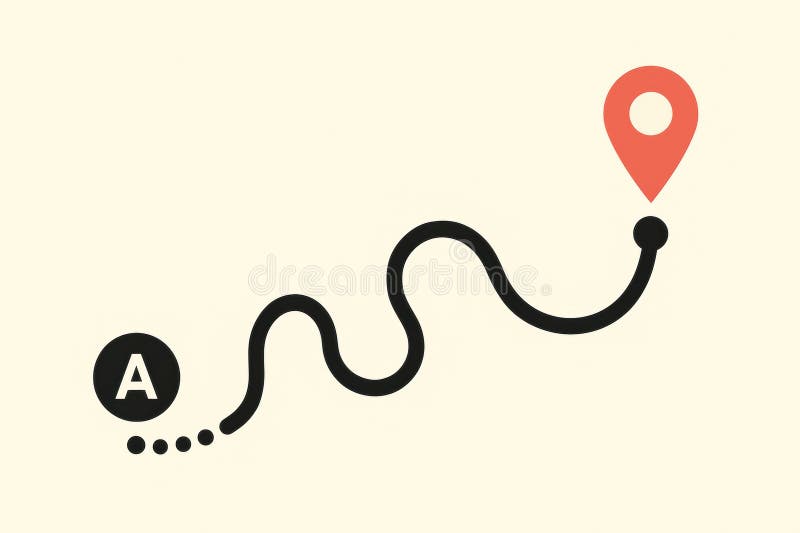 Navigating a Winding Path from Point a To a Destination Using a Map ...