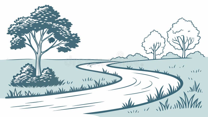 Winding Path Landscape Vector Illustration, Vector Design Generative AI ...