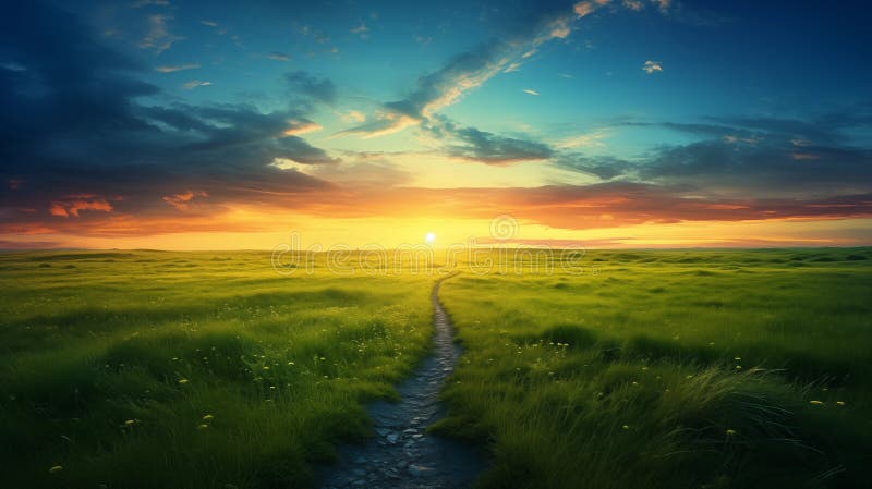 A Winding Path Leading into the Sunset. Conceptual Future Concept ...