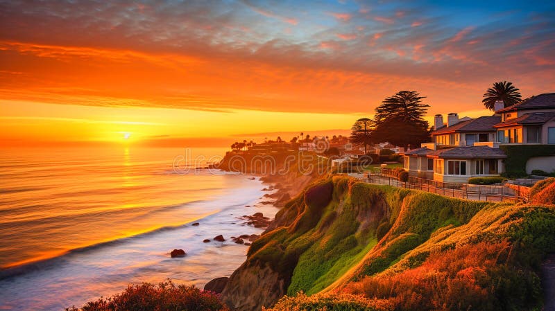 Winding Path Leads To Elegant Homes Perched on a Cliff Overlooking the ...