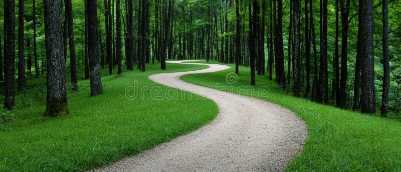 A Winding Path through a Lush Forest. Stock Photo - Image of dark ...
