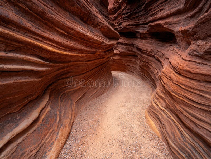 Winding Path through a Majestic Sandstone Canyon Stock Illustration ...