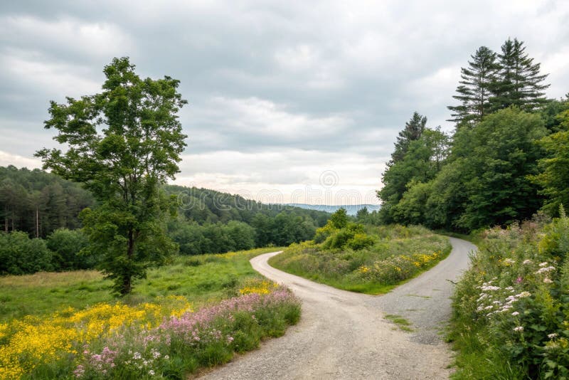 Winding Path in Peaceful Nature Walk Stock Illustration - Illustration ...