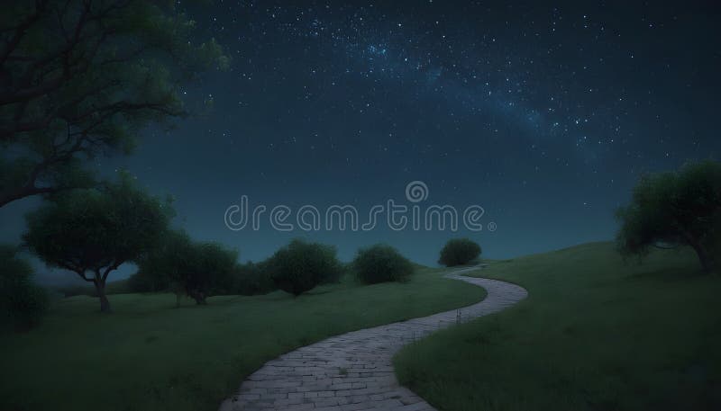 Starry Trail: a Celestial Journey Under the Night Sky Stock Image ...