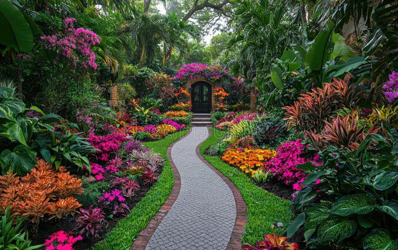 A Winding Pathway through a Lush Vibrant Garden the Path Leads To a ...