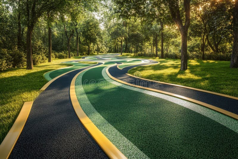 Winding Pathway through a Serene Forest during Golden Hour Stock Image ...