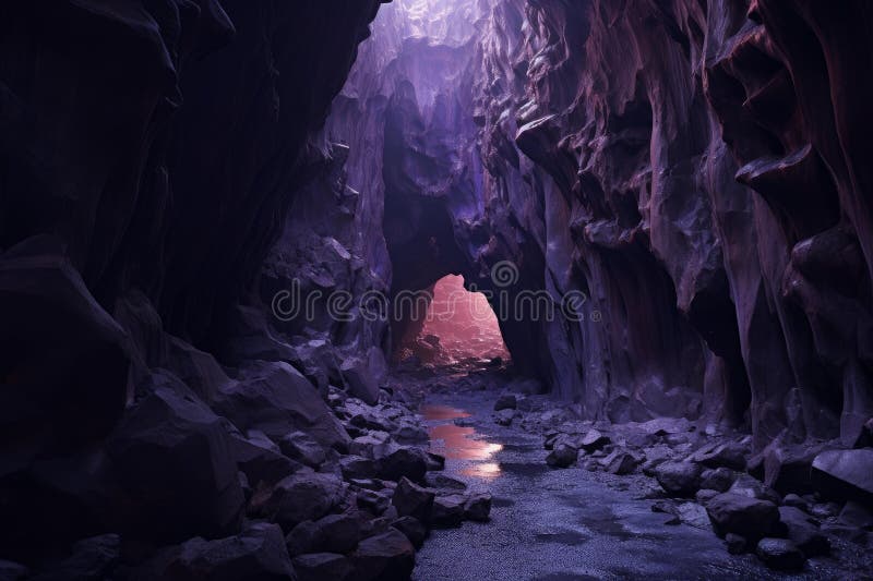 Winding Purple Cave Rock Curve. Generate Ai Stock Image - Image of ...