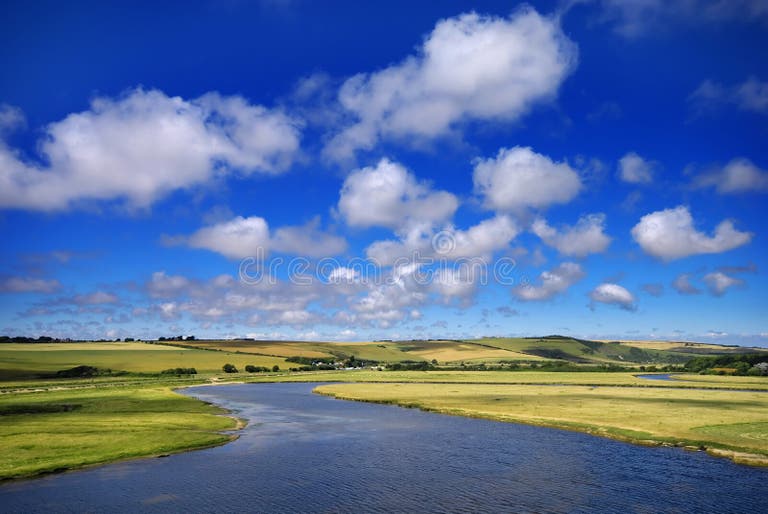 Winding river stock photo. Image of meadow, eastbourne - 5822850