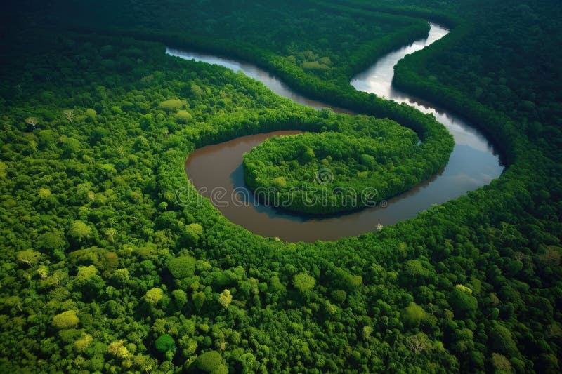 A Winding River in the Amazonas, with Pristine Waters and Lush ...