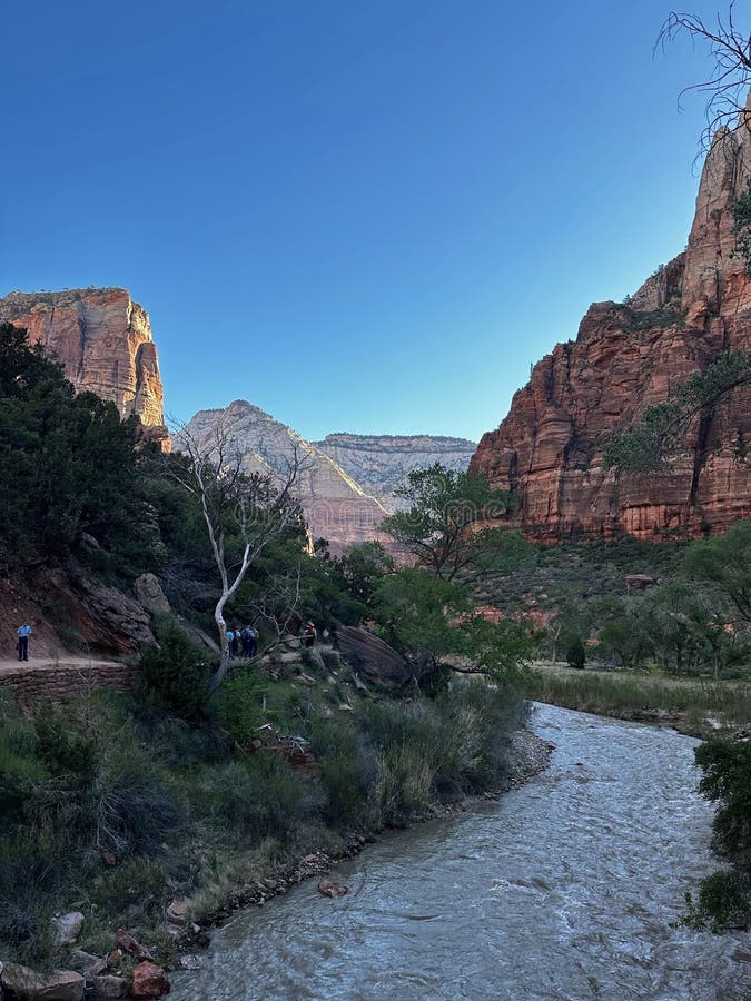 Riverbend Beneath Towering Walls (Zion National Park, Utah, USA) Stock ...