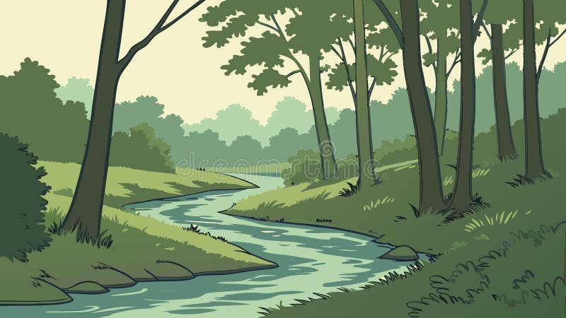 Winding River in Forest, Stream through Woods, Nature S Path, River ...