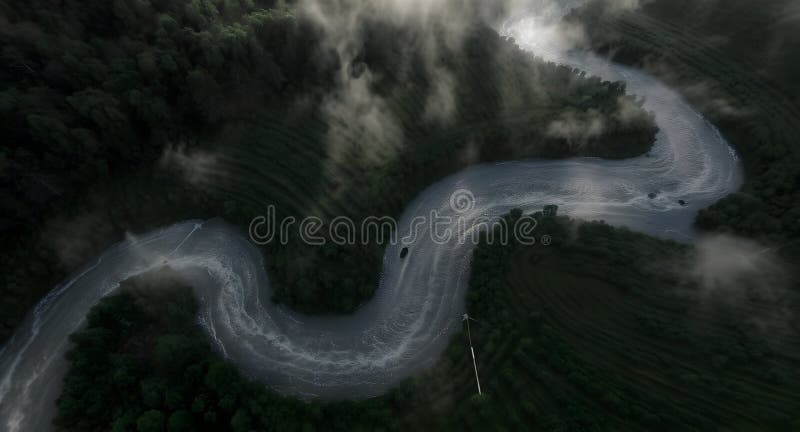 River Winding through Forest Stock Illustration - Illustration of path ...