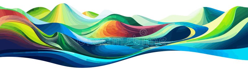 A Winding River through a Valley Vector Simple 3d Isolated Illustration ...