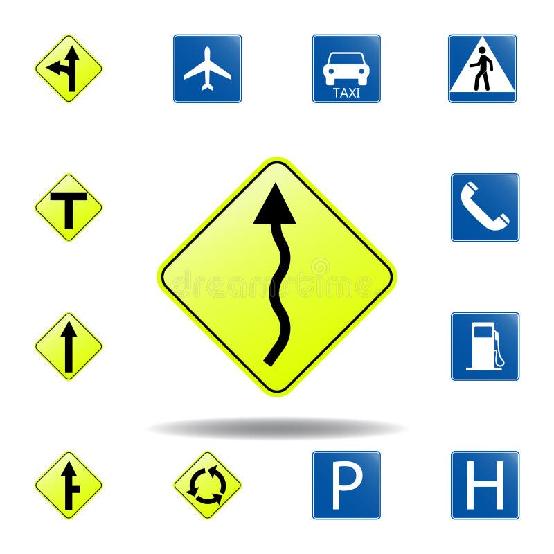 Winding Road Ahead Icon. Set of Road Signs Icon for Mobile Concept and ...