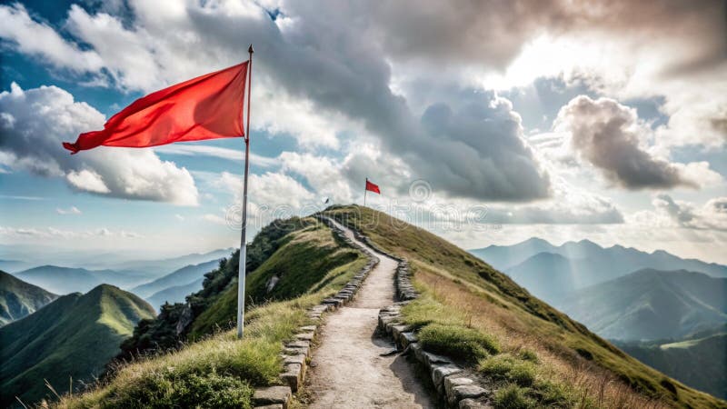 Winding Road Topped with a Flag Generative Ai Stock Illustration ...