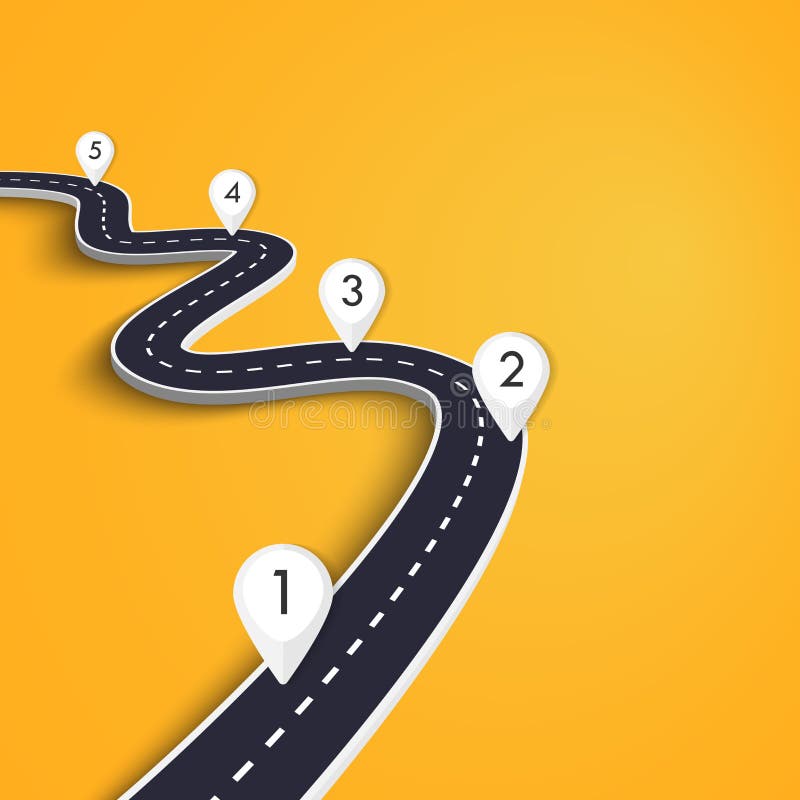 Winding Road on a Colorful Background. Road Way Location Infographic ...