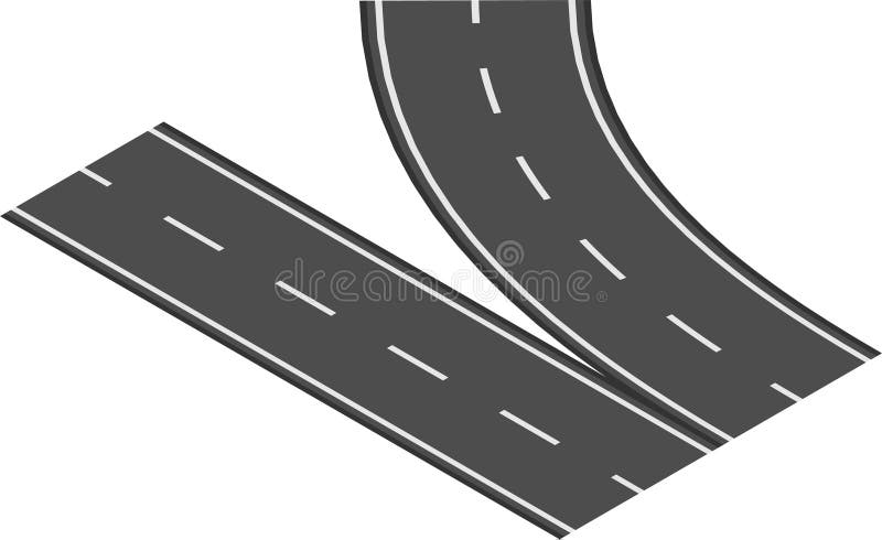 Winding Road Curves and Splits into Two Straight Paths, Creating a ...