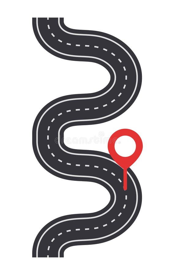 Curvy Road with Location Pin. Vector Illustration Stock Vector ...