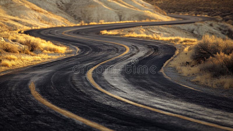 Winding Road in Desert stock illustration. Illustration of natural ...